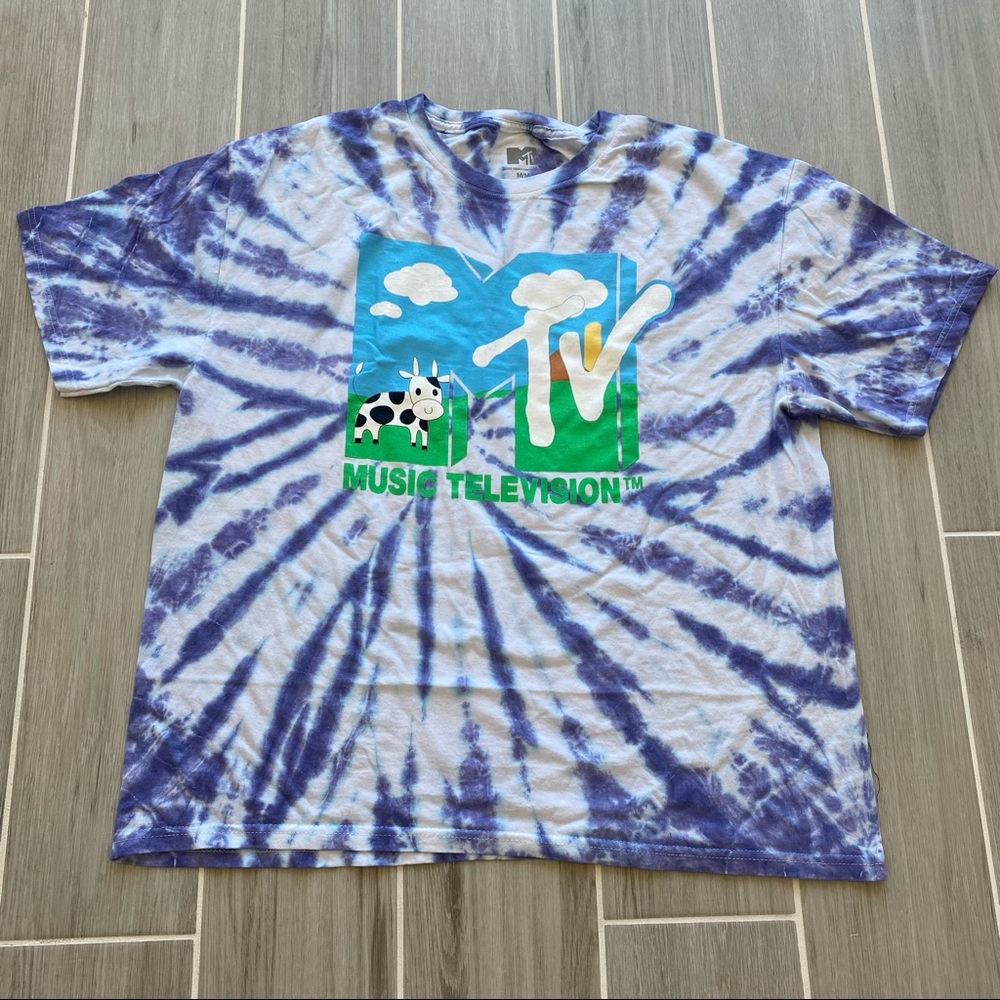 New Mtv Purple Tie Dye Oversized Licensed 90’s Band T… - Gem